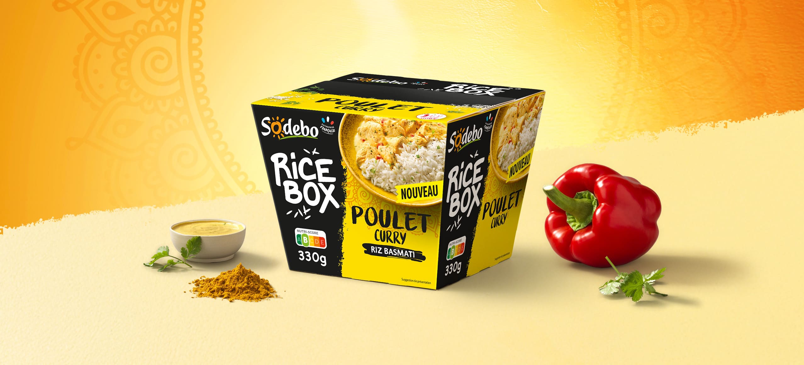 Rice Box Poulet curry riz basmati au rayon frais | Sodebo