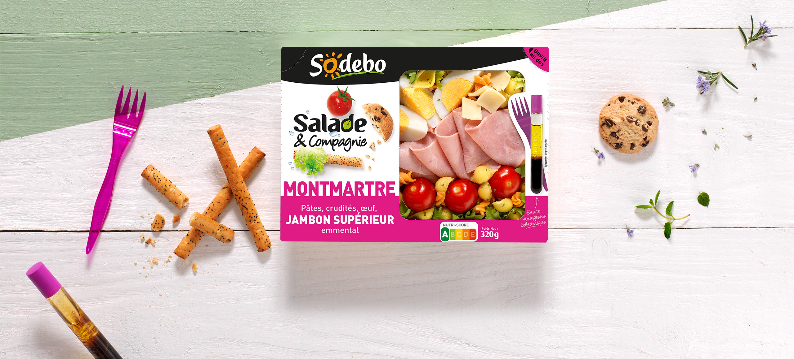 Salade parisienne - Salade pâtes, jambon et emmental| Sodebo