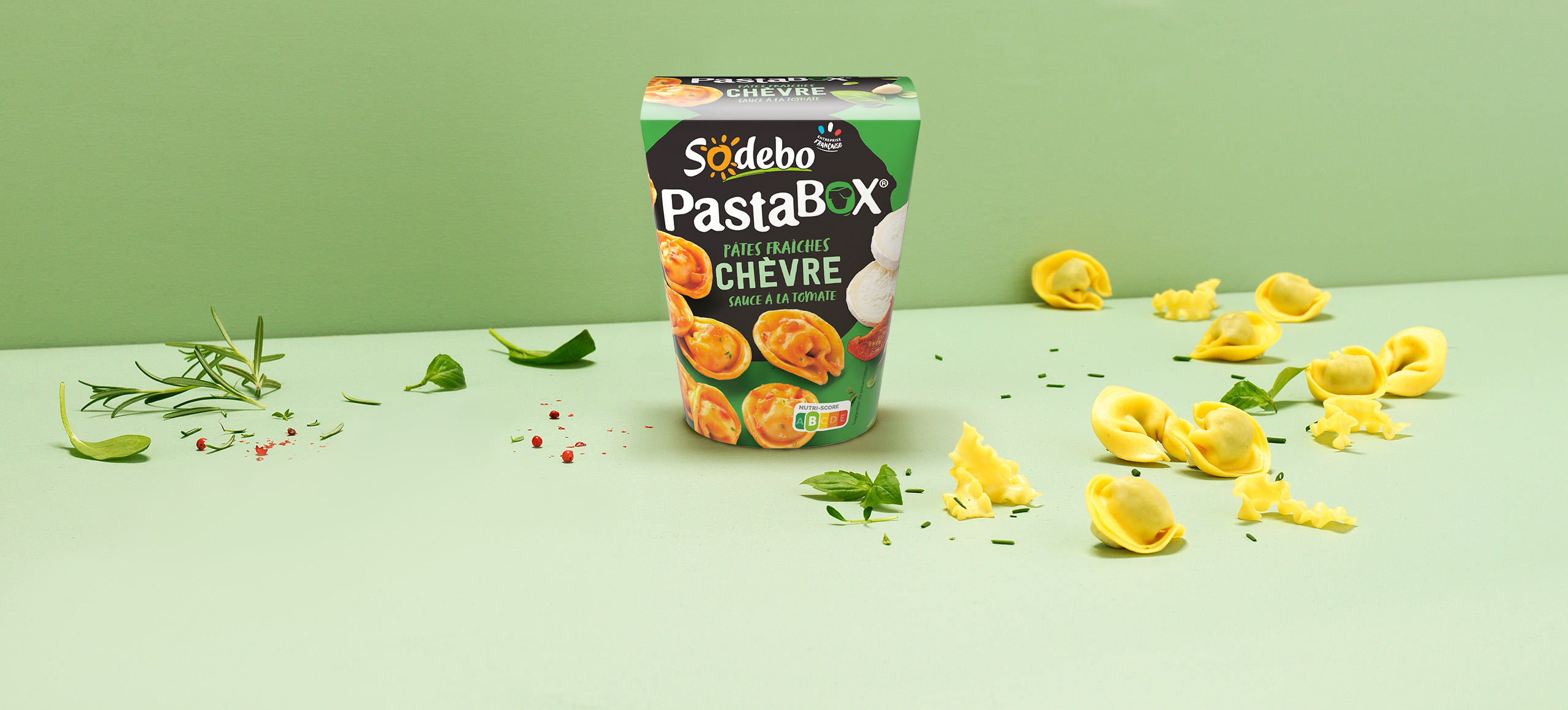 PastaBox - Pâtes fraîches Chèvre Sauce à la Tomate au rayon frais | Sodebo