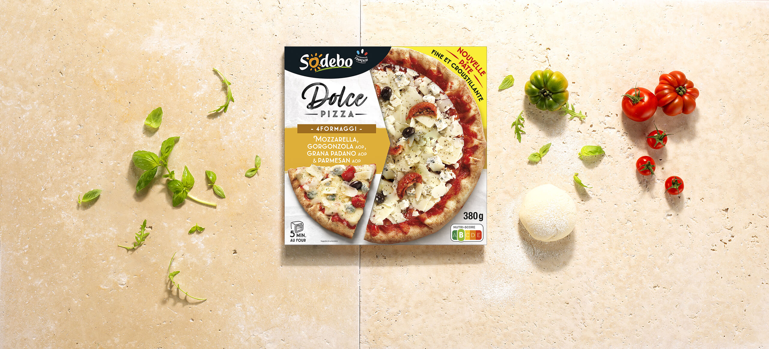 Pizza 4 fromages - Pizza 4 fromages à pâte fine| Sodebo